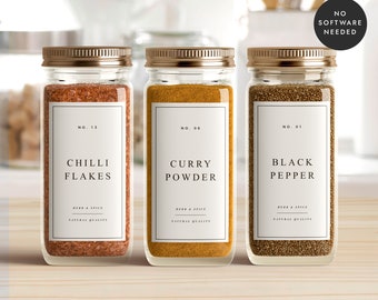 56 Retro Spice Labels, Spice Jar Label Template, Printable Seasoning ...