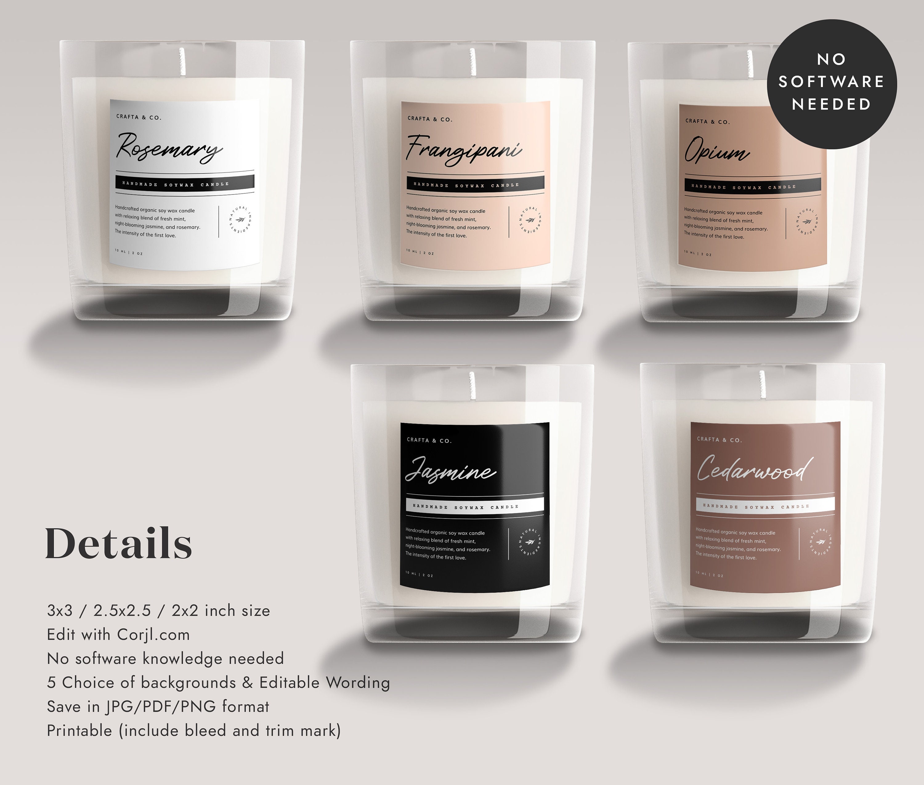 Candle Sticker Custom Product Label Design Editable Candle | Etsy