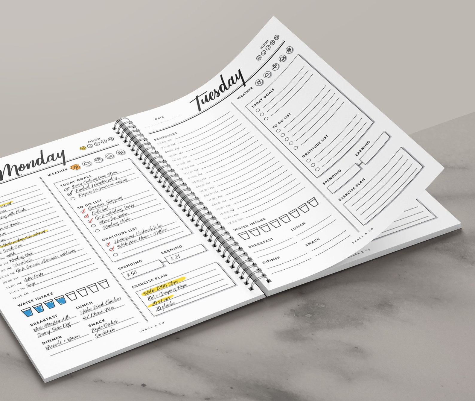 Daily Planner Printable Productivity Tracker Everyday - Etsy