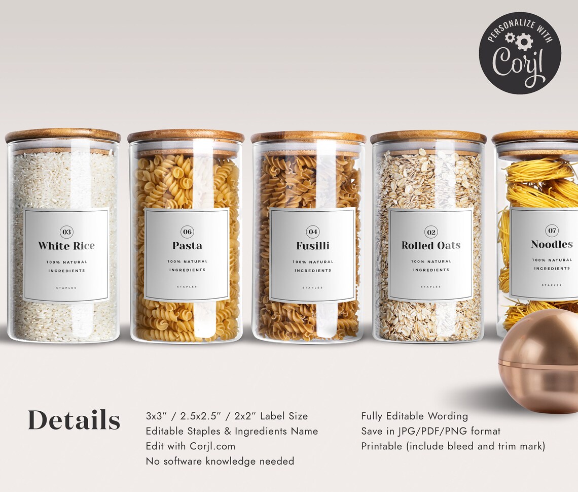 Pantry Label Sticker Template Printable Pantry Labels | Etsy