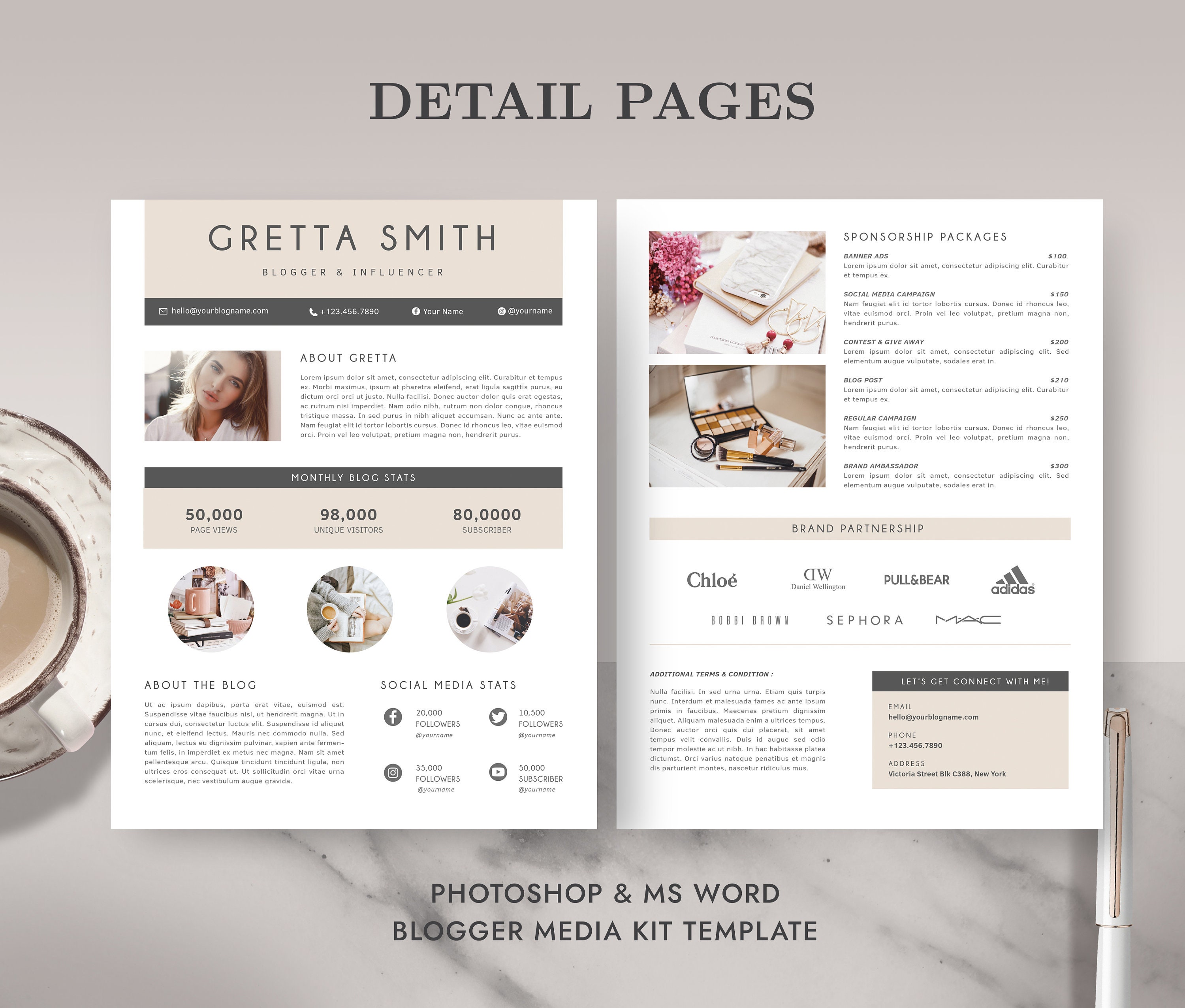 Media Kit Template 3 Pages Blogger Media Kit Media Press Kit | Etsy