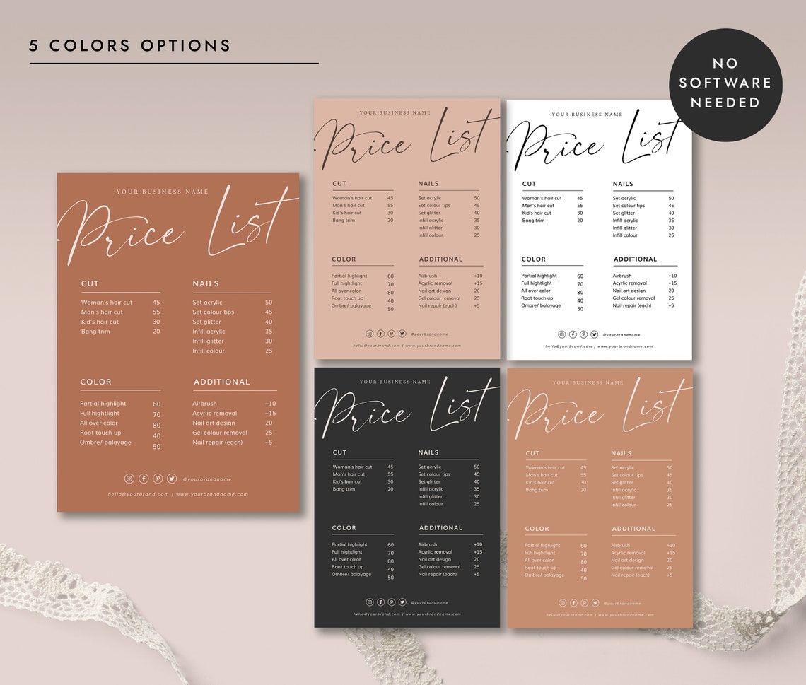 Small Business Price List Template Price List Template - Etsy