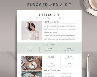 Media Kit Template 2 Pages, Blogger Media Kit, Media Press Kit Template, Electronic Press Kit ...