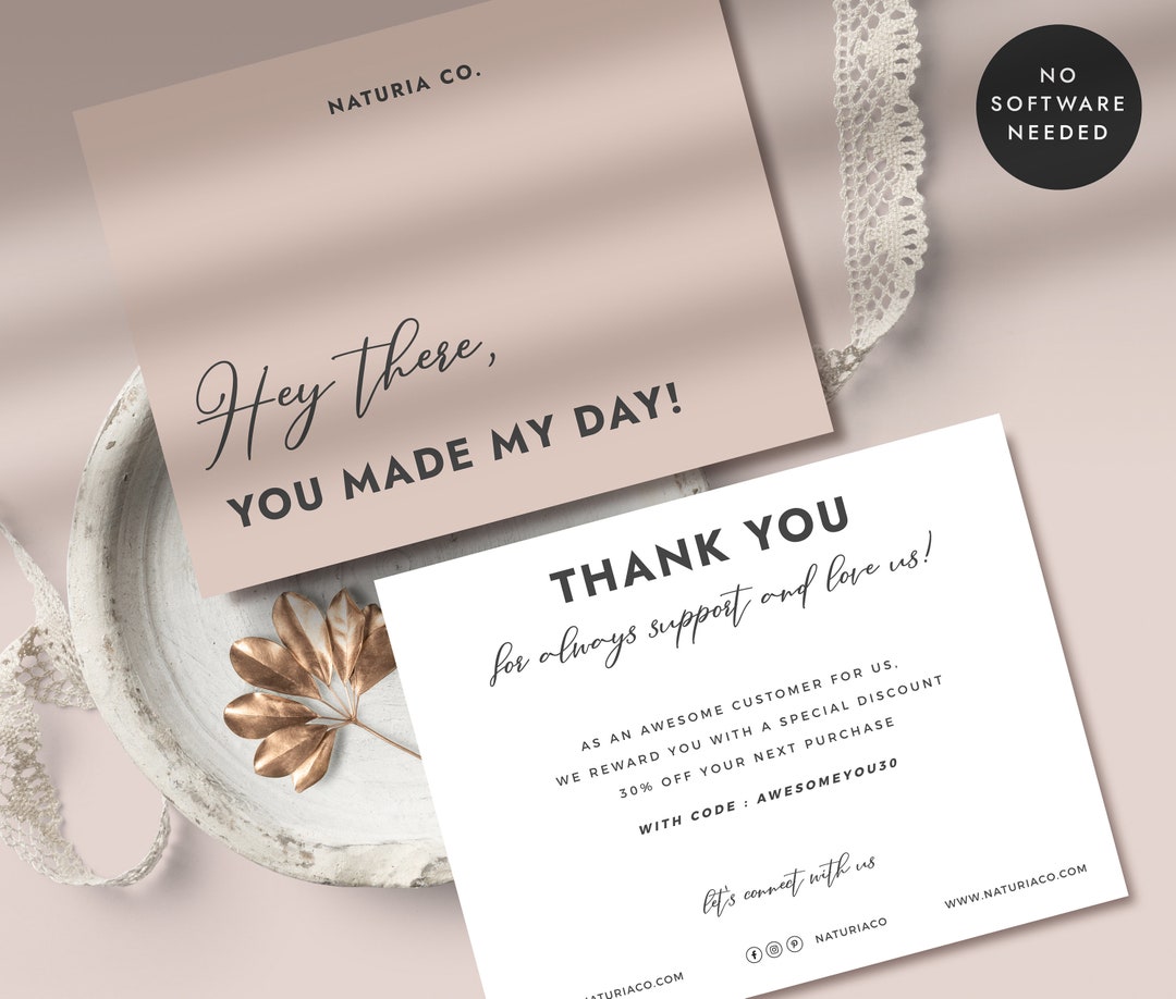 Editable Business Thank You Card Printable: Customer Appreciation ...