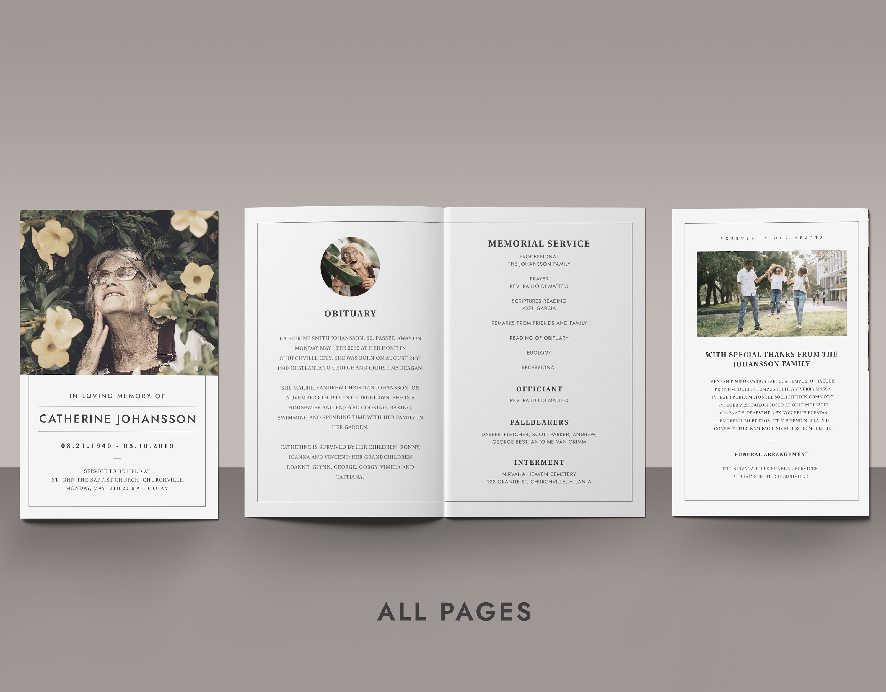 Printable Funeral Program Word Template Memorial Photoshop - Etsy Canada