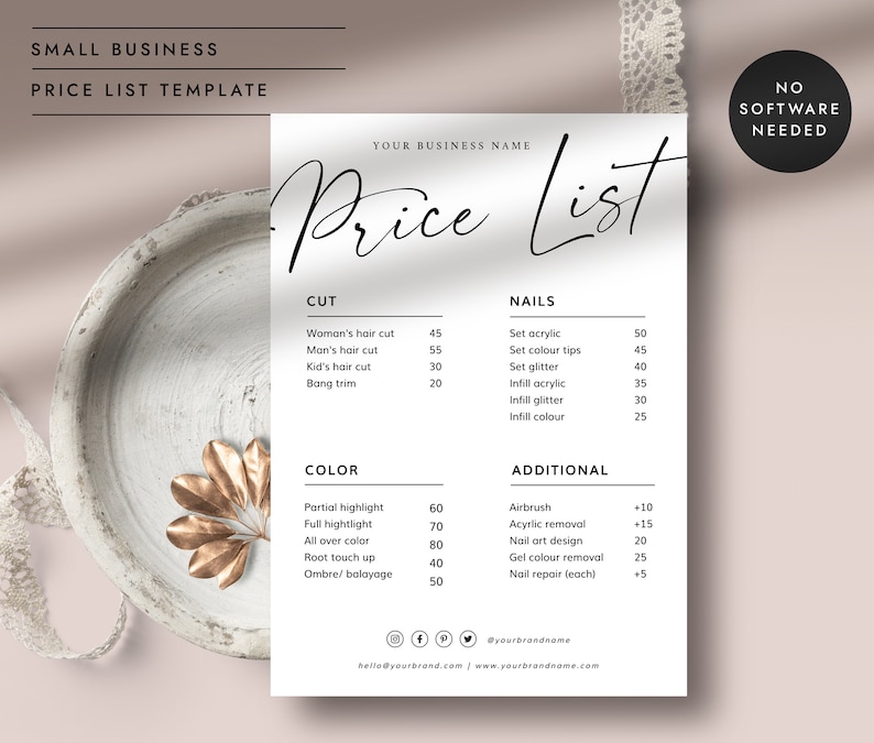 Small Business Price List Template Price List Template | Etsy