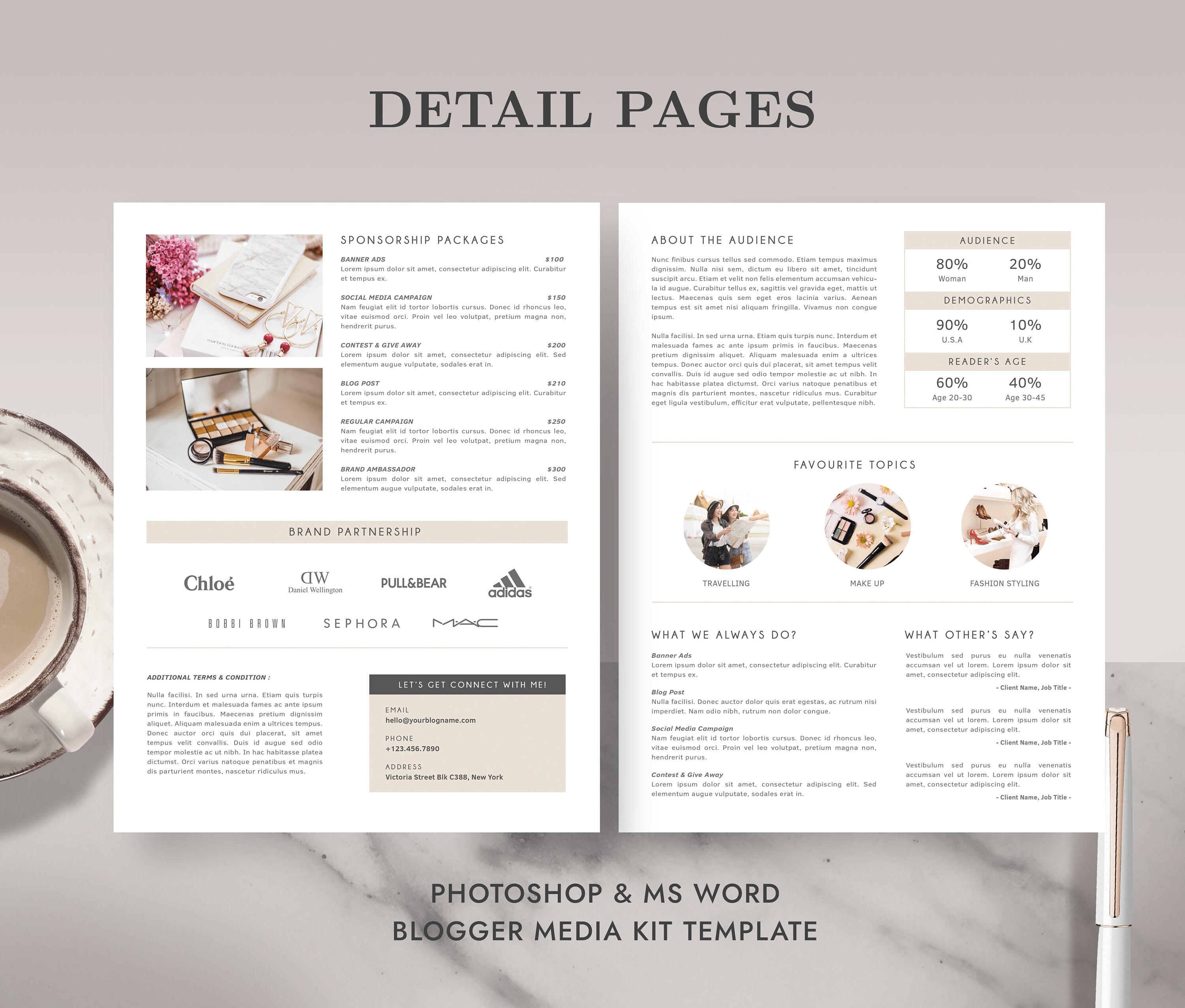 Media Kit Template 3 Pages Blogger Media Kit Media Press Kit | Etsy