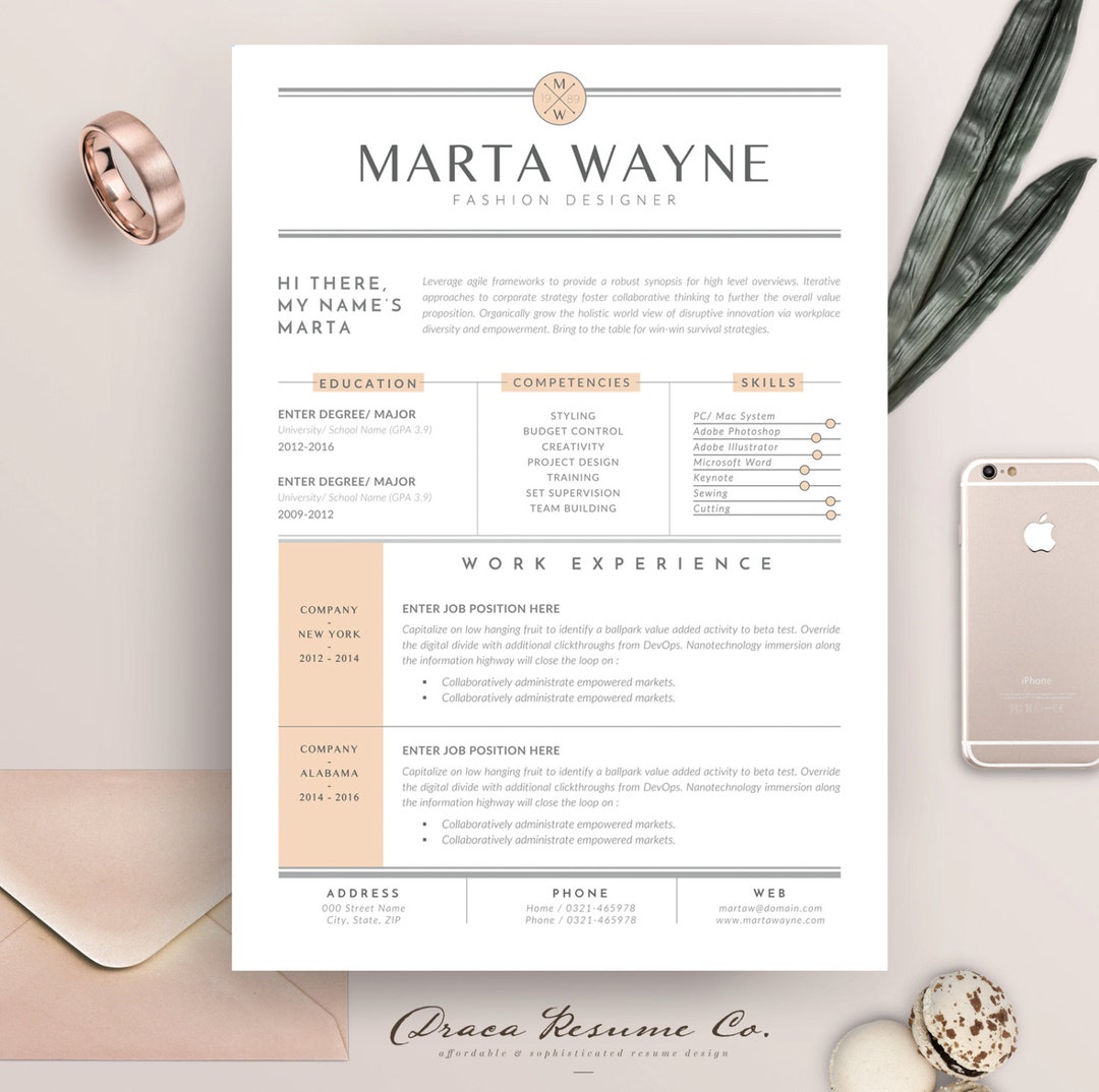 Professional Resume Template, CV Template, Photoshop Resume Cover ...