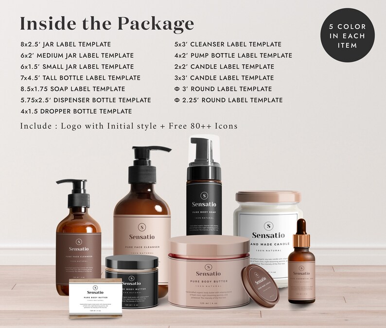 Editable Cosmetic & Product Label Template Custom Bottle - Etsy