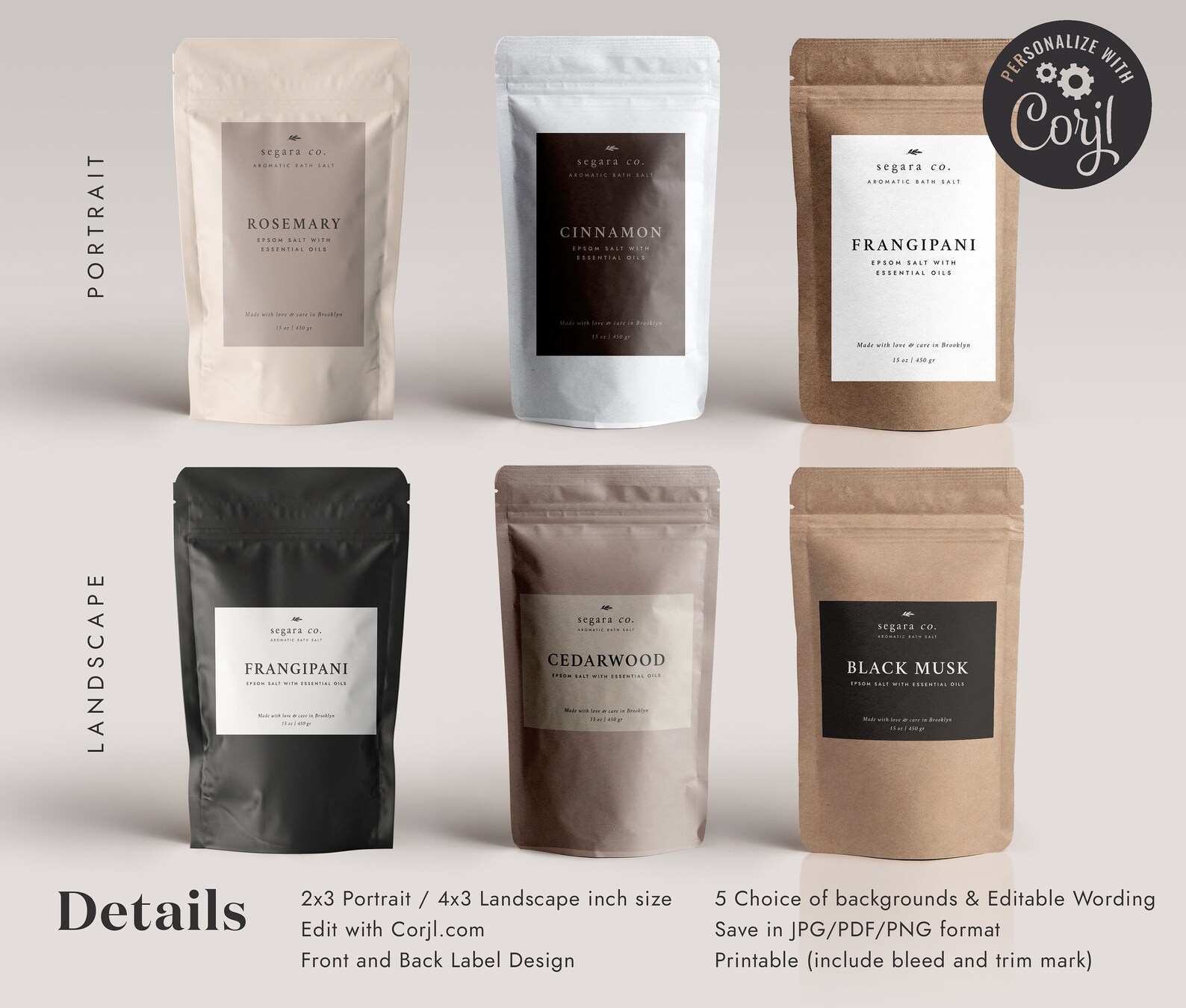 Pouch Label Template Editable Bath Salt Label DIY Body - Etsy