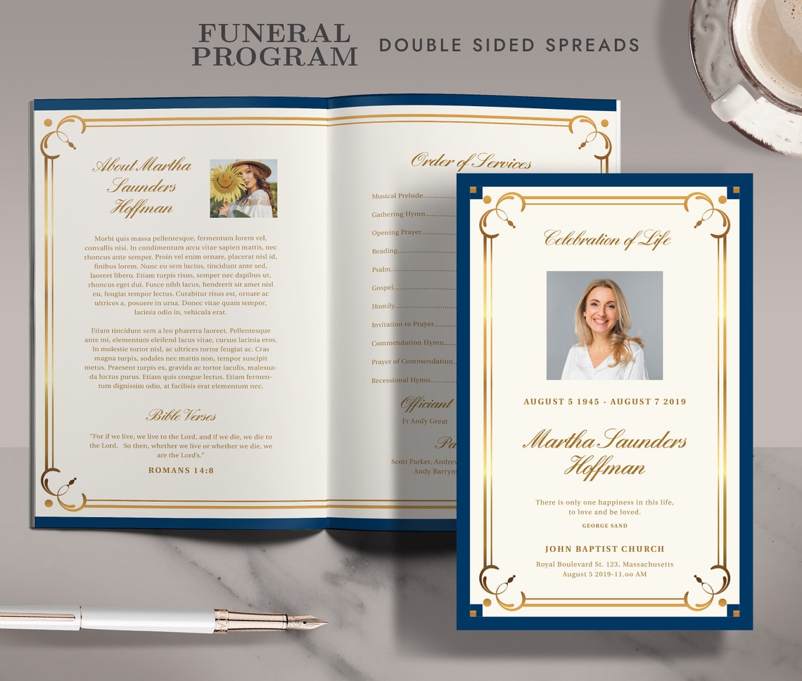 Printable Funeral Program Word Template 2memorial Photoshop - Etsy