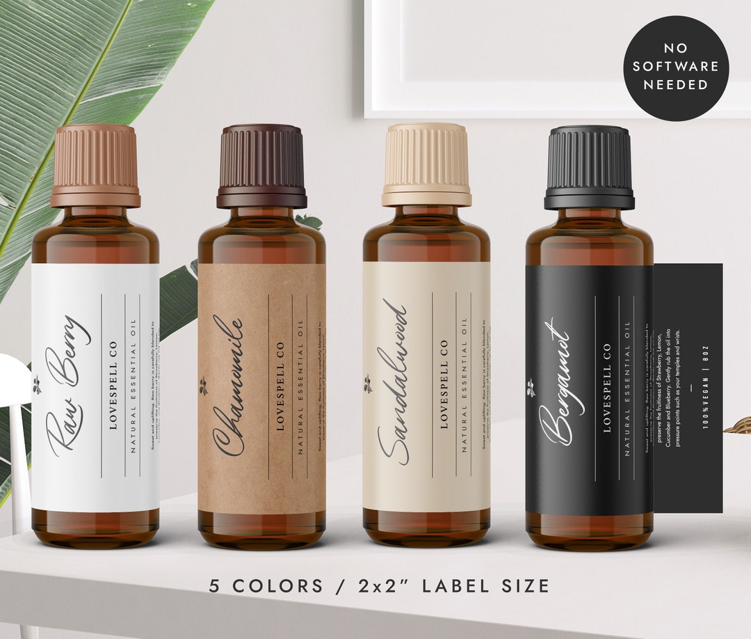 Editable Essential Oil Label Template: DIY Dropper Bottle, 2x2 Inch ...