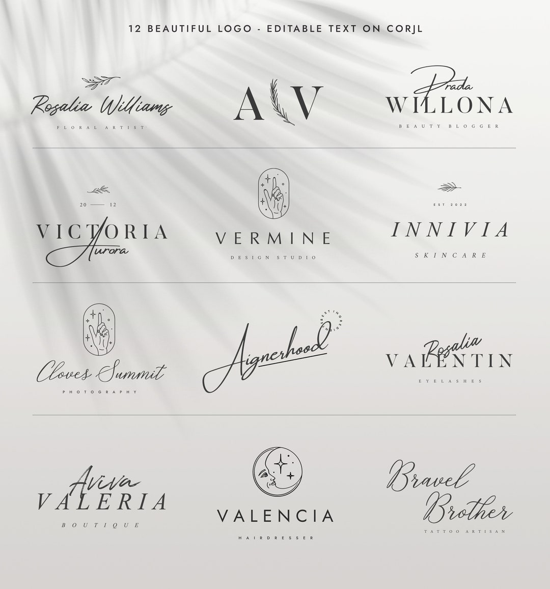 12 DIY Logo Designs, Editable Logo Template, Photography Logo, Beauty ...