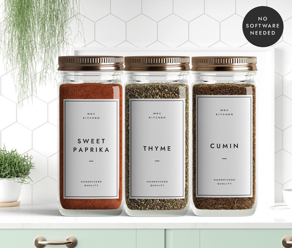 Spice Jar Label Template Printable Seasoning Stickers DIY - Etsy