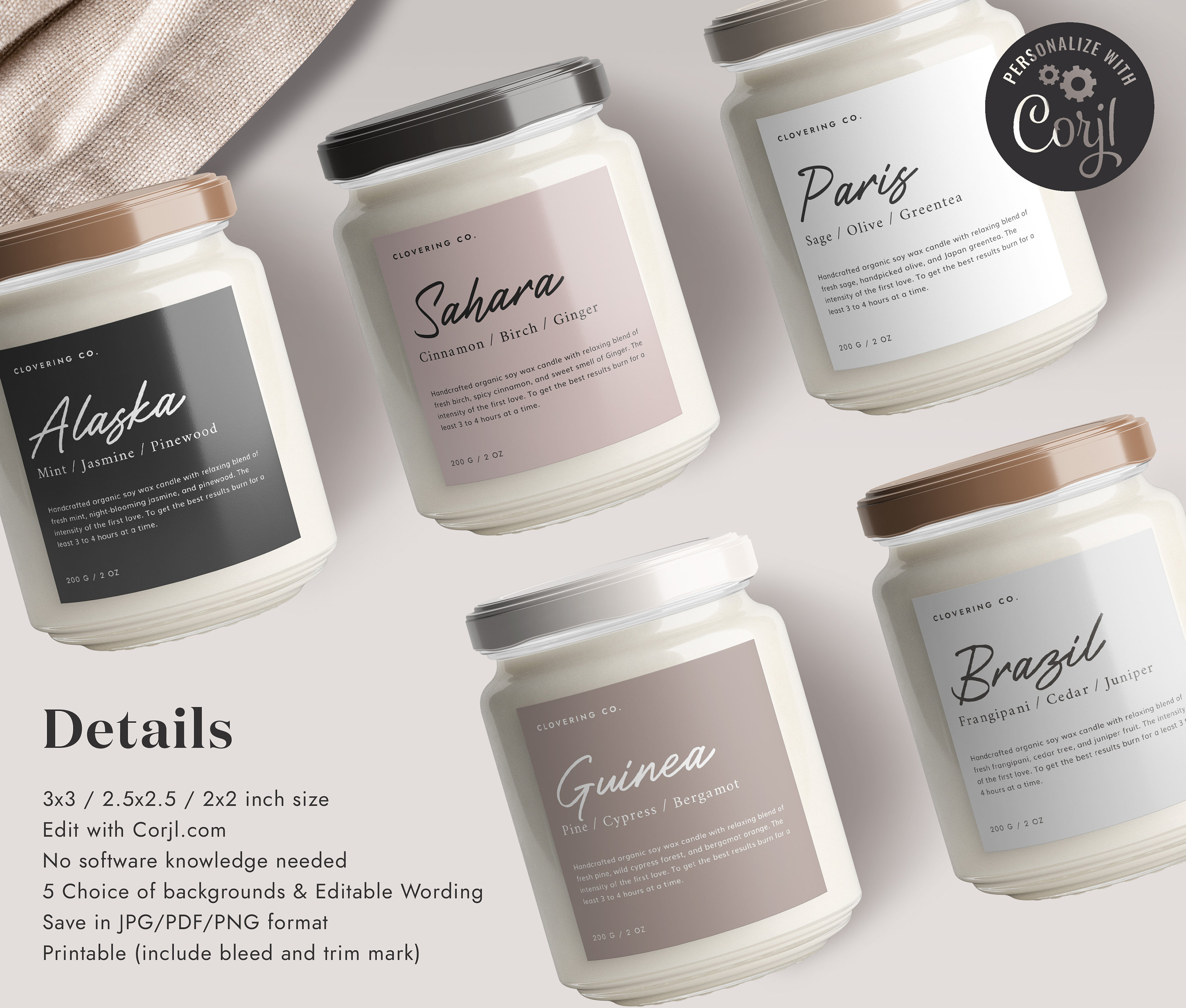 Candle Sticker Custom Product Label Design Editable Candle | Etsy