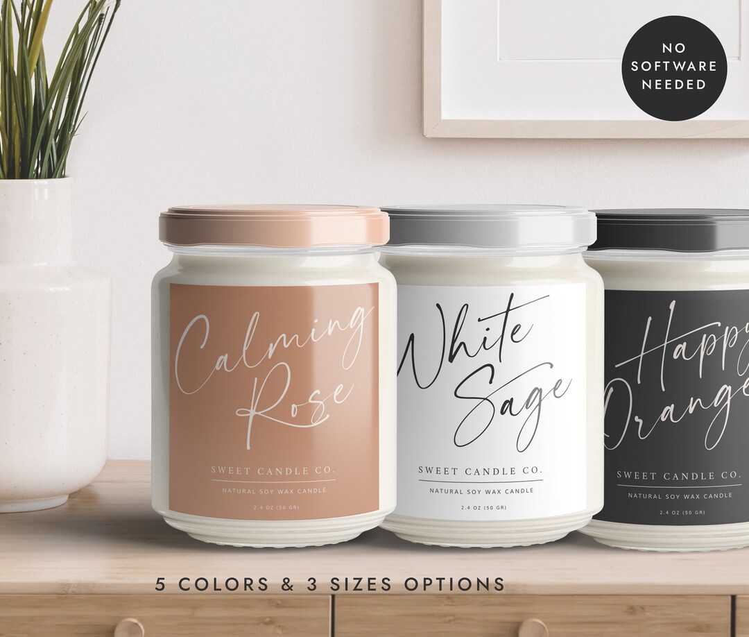 Candle Sticker, Custom Product Label Design, Editable Candle Branding ...