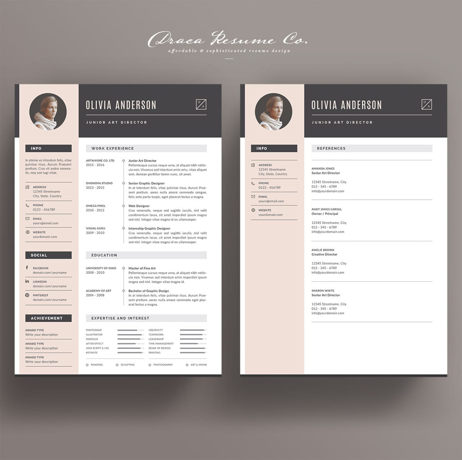 Professional Resume Template CV Microsoft Word Template | Etsy