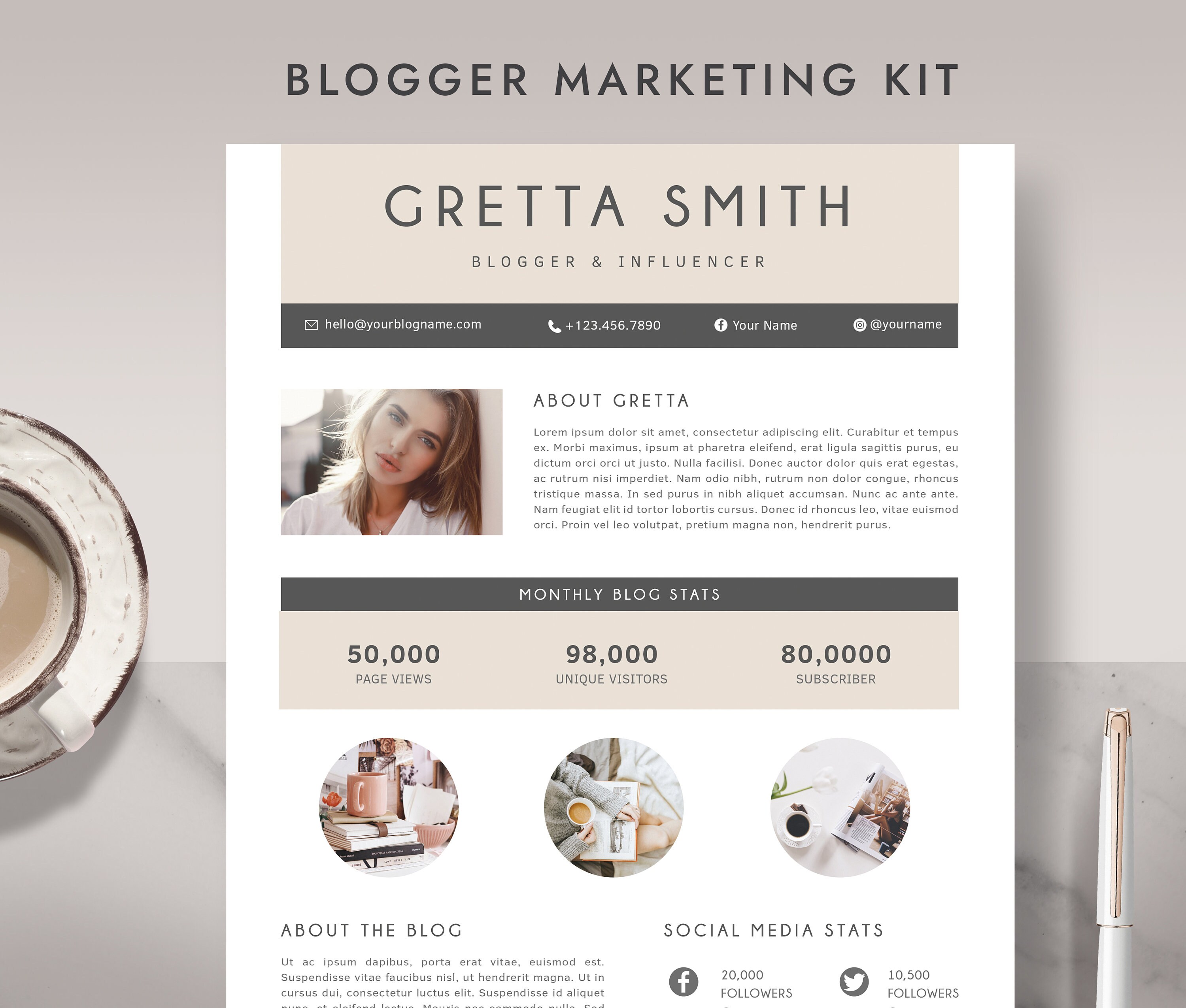 Media Kit Template 3 Pages Blogger Media Kit Media Press Kit | Etsy