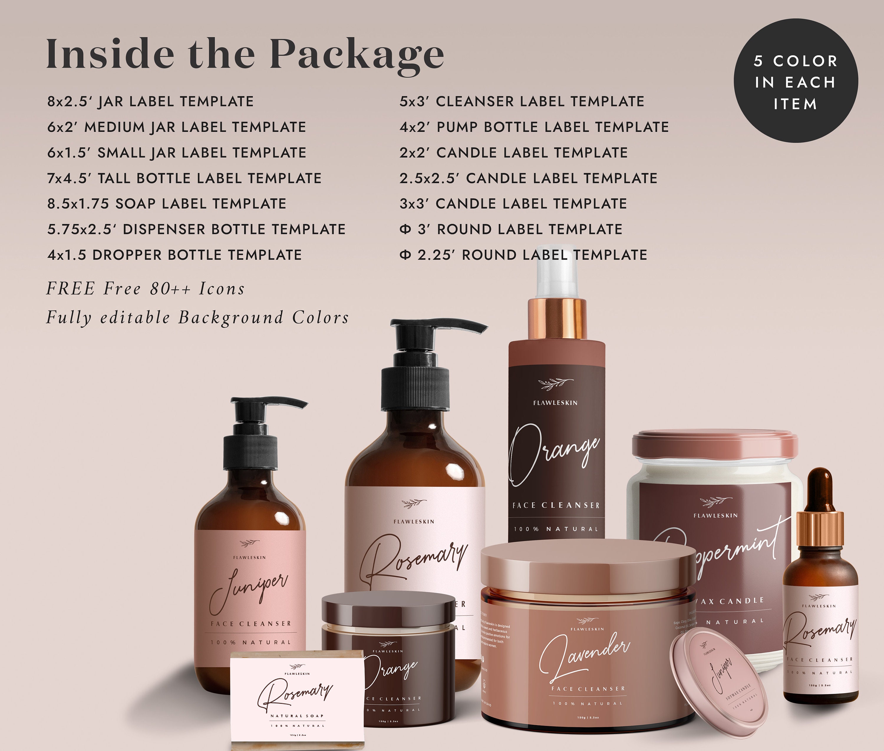 Product Label Template Bundle: Candle, Soap, Bottle Stickers (CORJL) - Etsy
