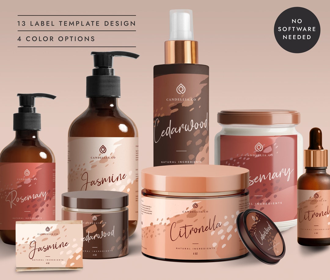 Product Label Template Set: Customizable Jar, Bottle, Candle Labels ...