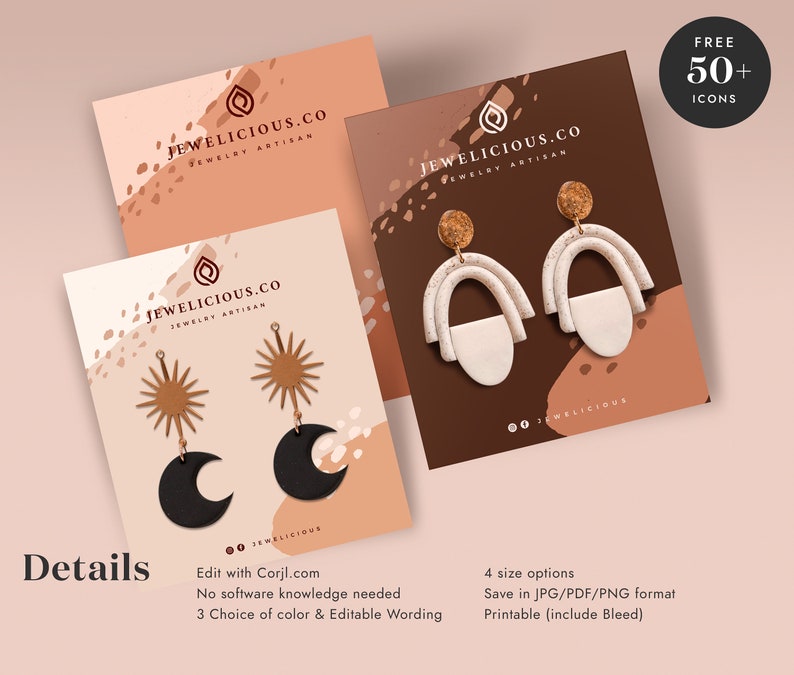 Earring Display Card Template Custom Editable Jewelry Display | Etsy