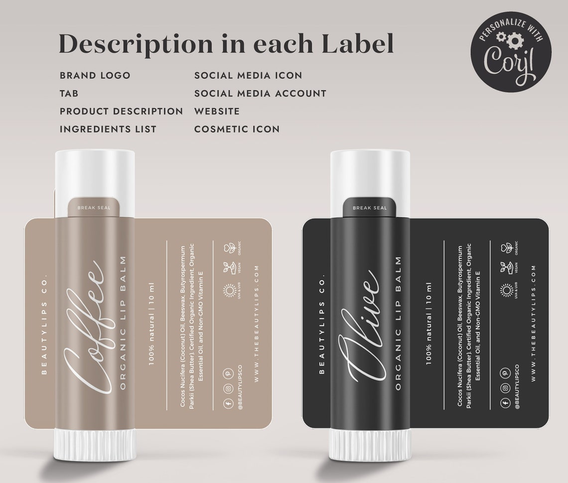 Printable Lip Balm Label Lip Balm Stiker Template DIY Lip | Etsy