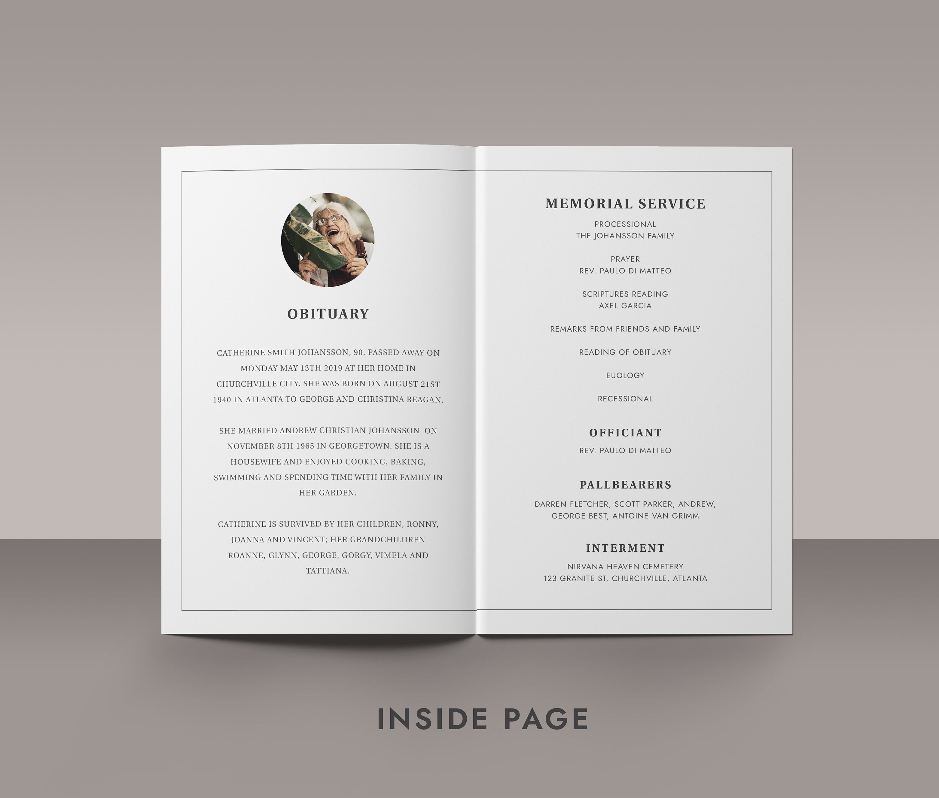 Printable Funeral Program Word Template Memorial Photoshop - Etsy Canada