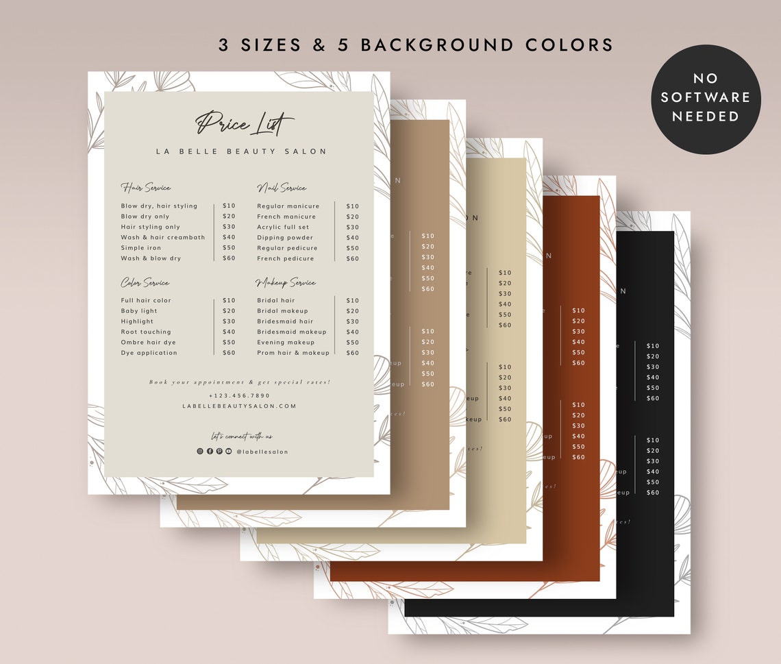 Small Business Price List Template Price List Template | Etsy