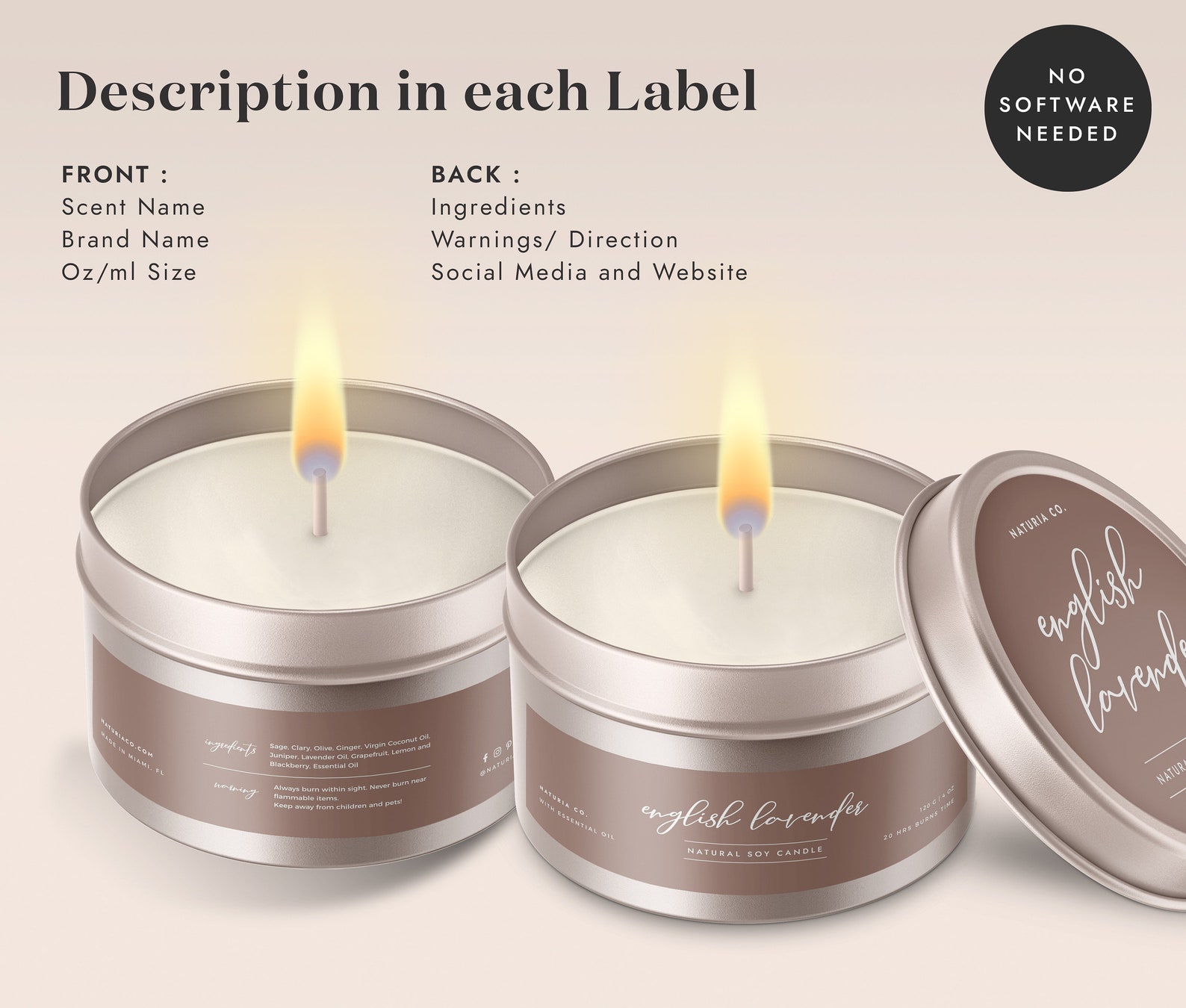 Tin Candle Label Template Custom Product Label Design - Etsy