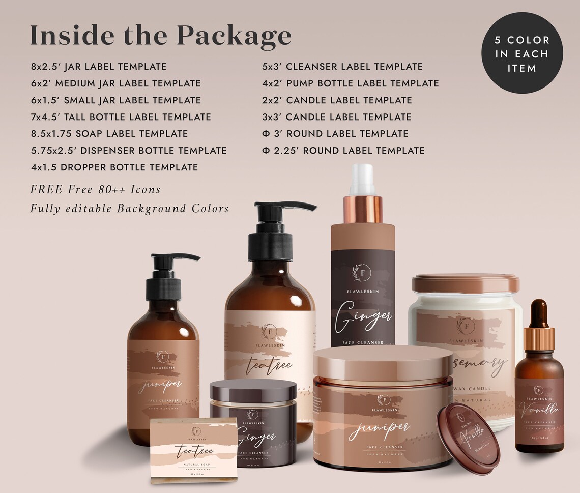 Product Label Bundle Set Template, Candle Sticker Label, Soap Label ...
