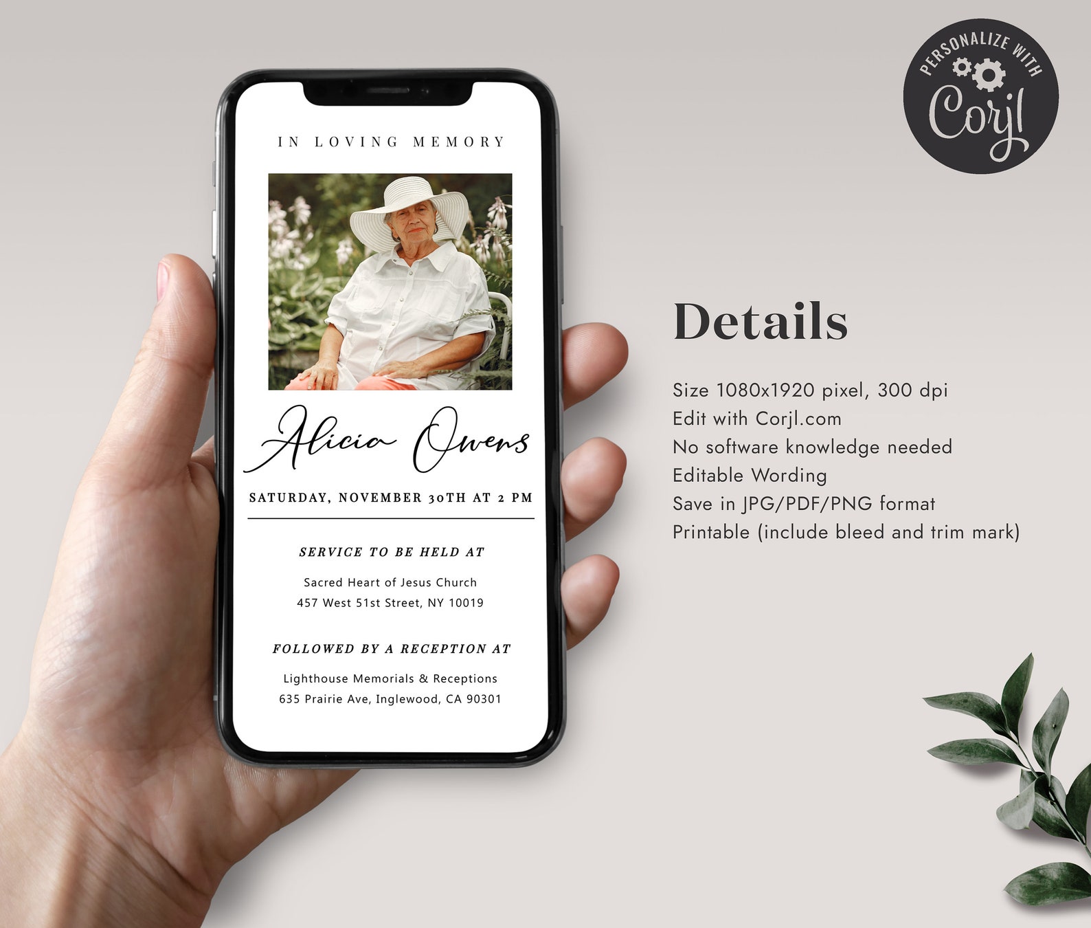 Funeral Digital Invite Electronic Celebration of Life - Etsy