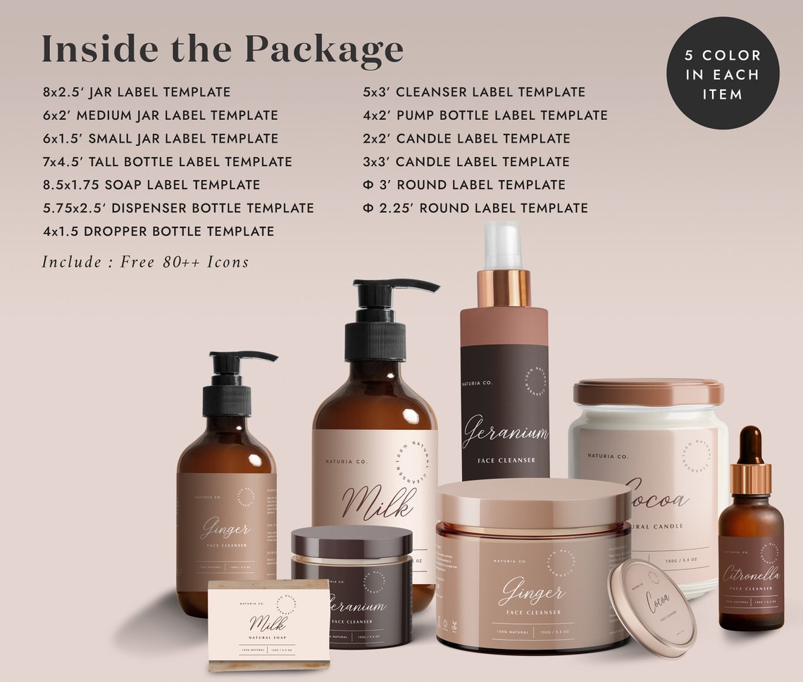 Candle Package Label Bundle Set Template Care Card Label - Etsy