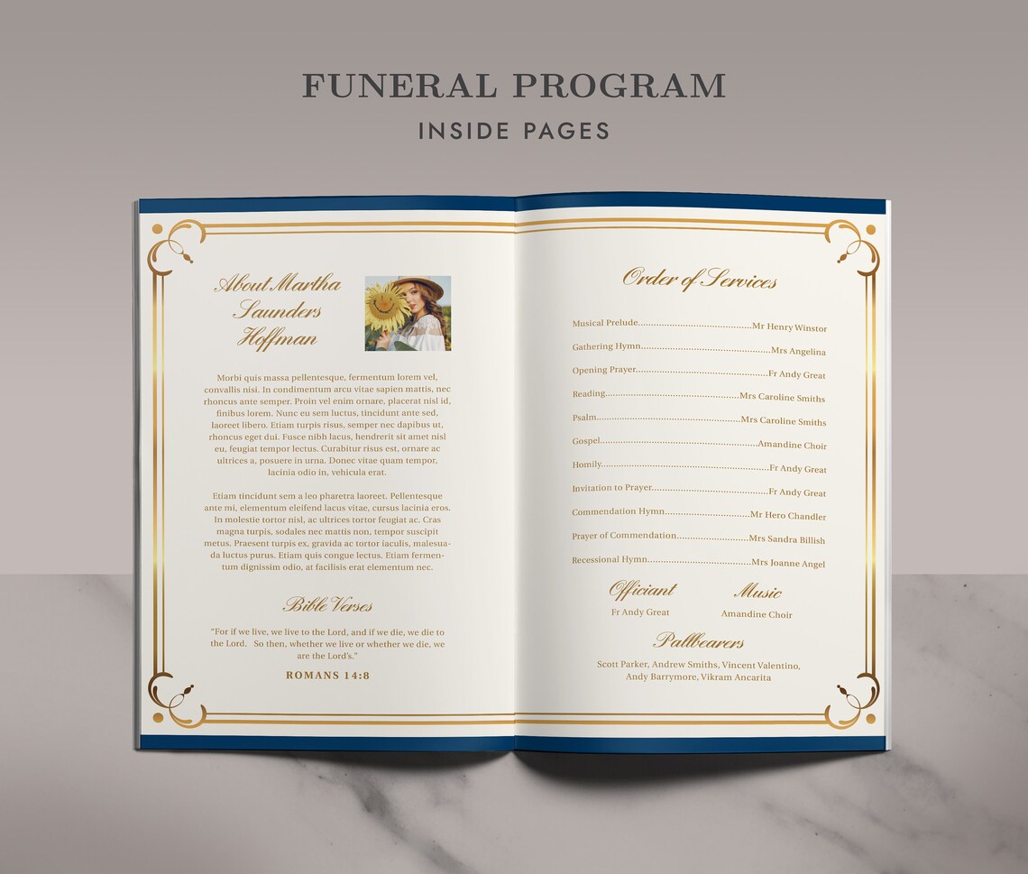 Printable Funeral Program Word Template 2memorial Photoshop | Etsy