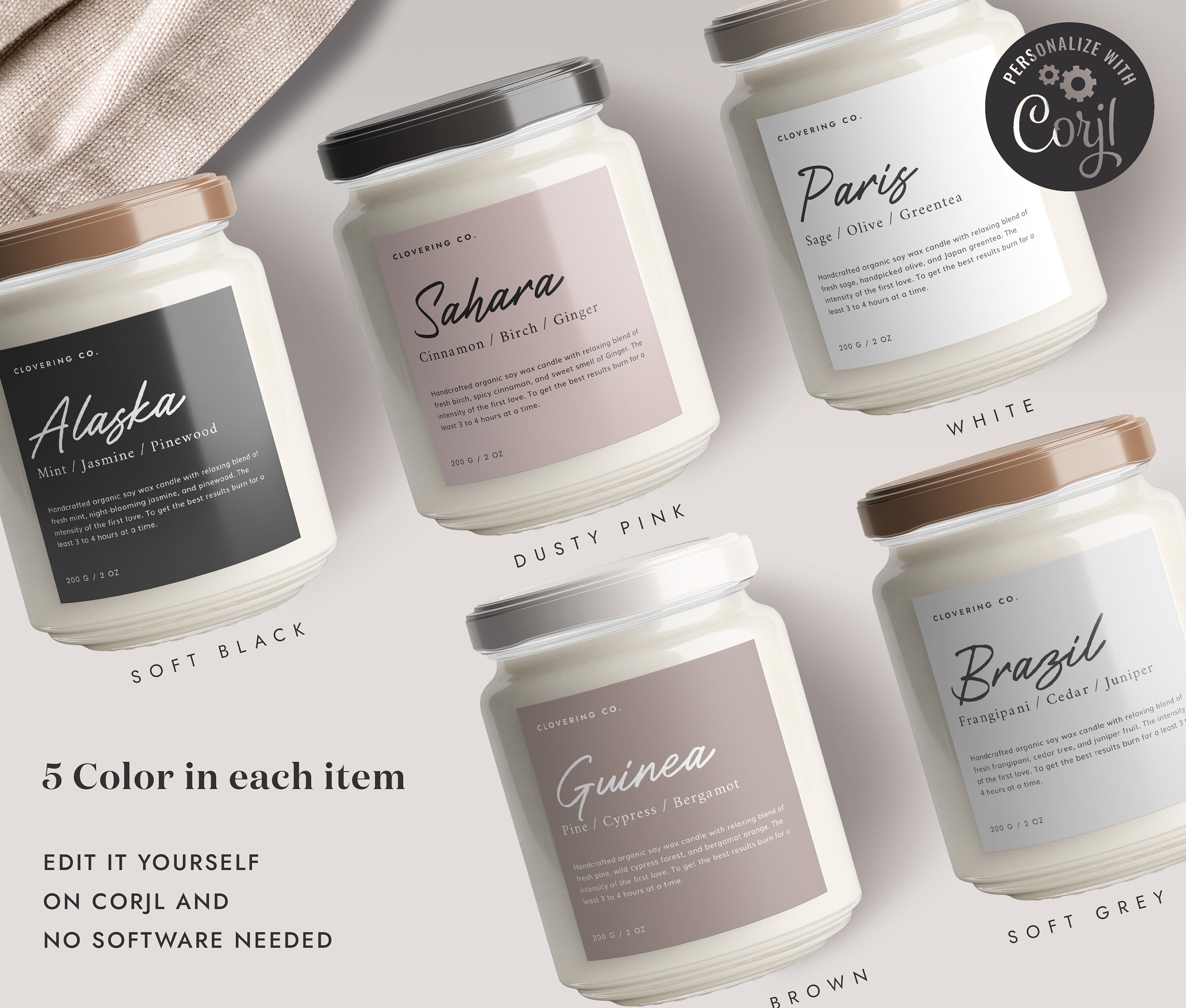 Candle Sticker Custom Product Label Design Editable Candle - Etsy