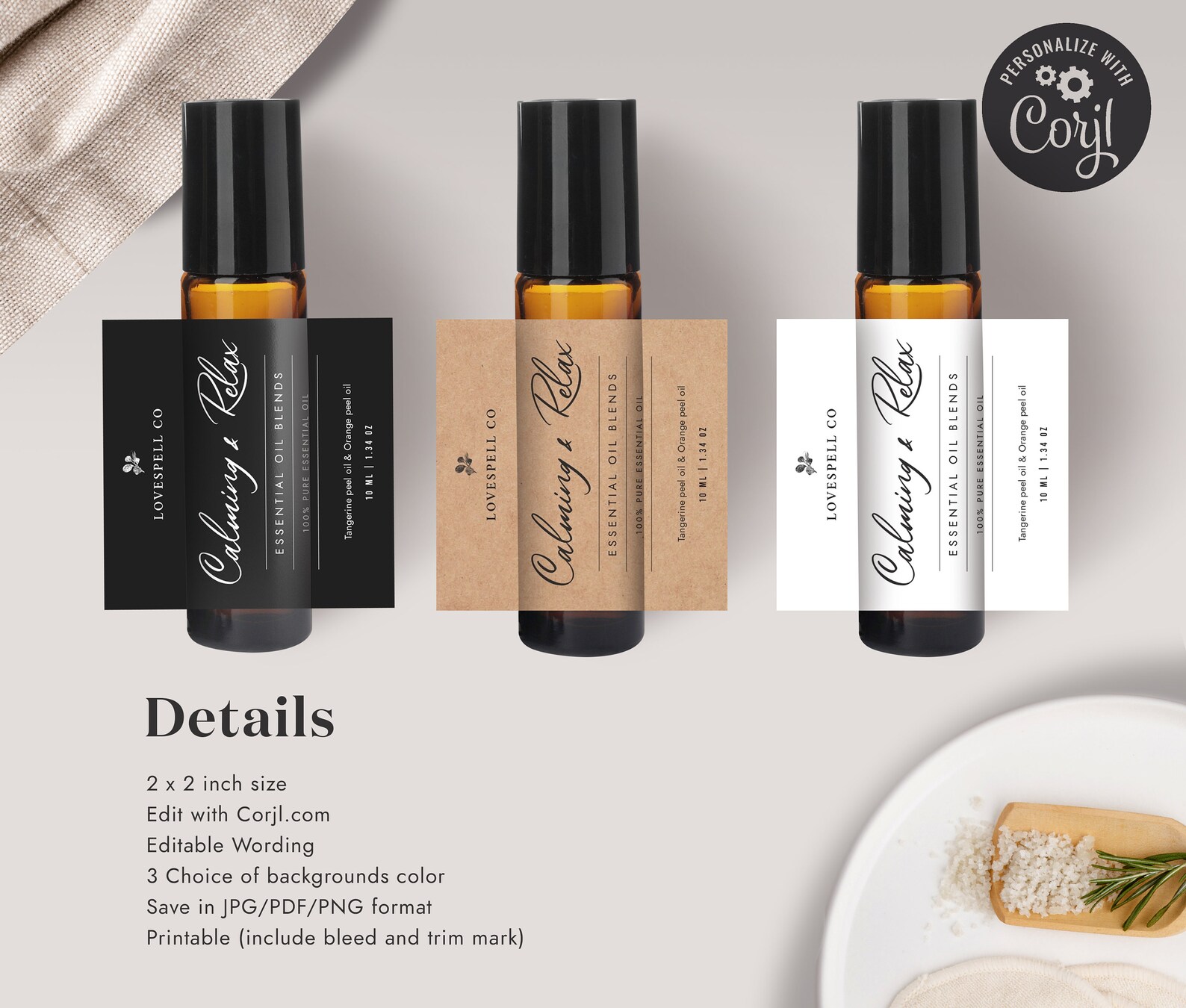 Editable Roll-on Essential Bottle Label Editable Oil Bottle | Etsy