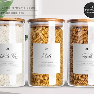 Pantry Label Sticker Template, Printable Pantry Labels, Minimalist ...