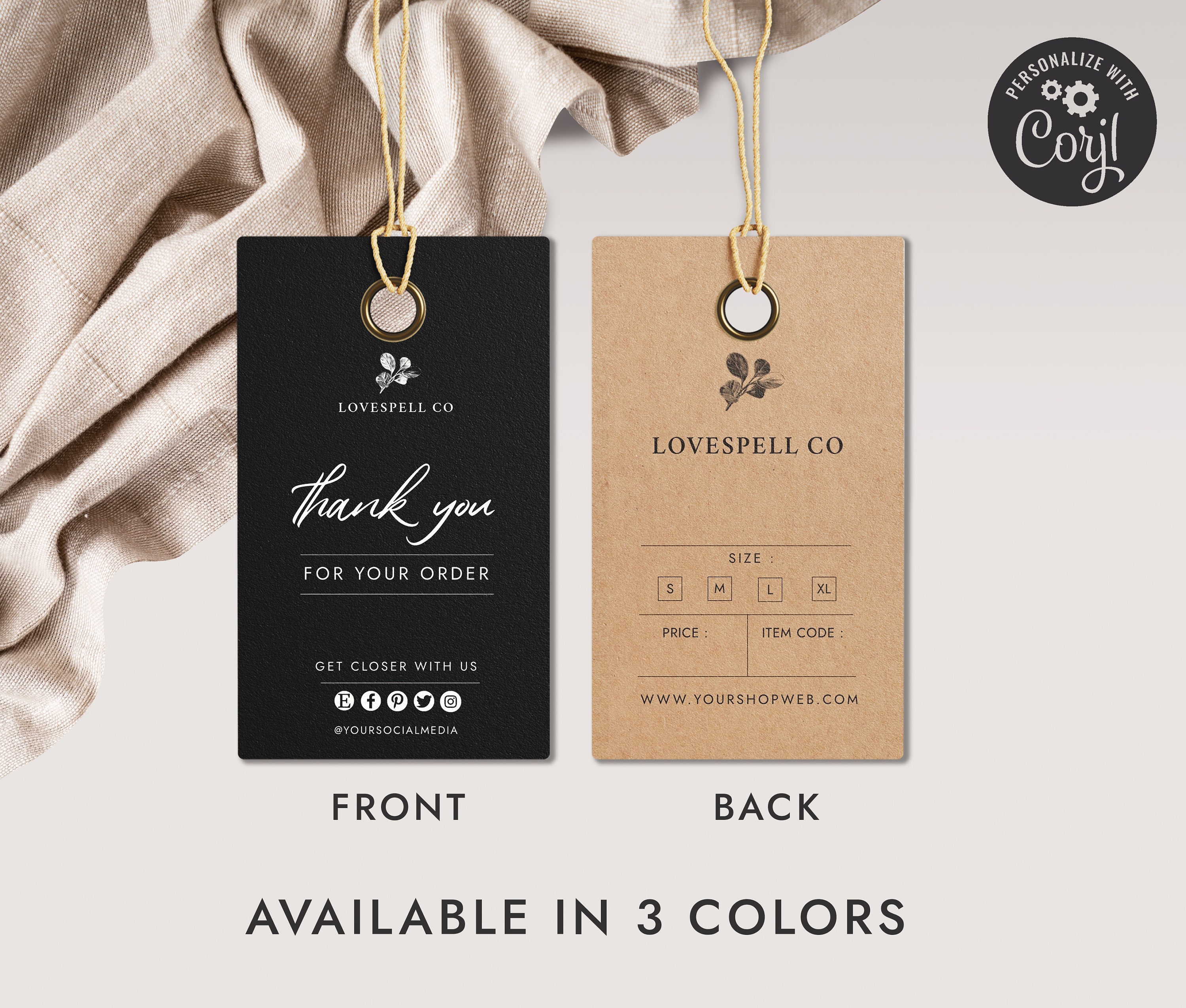 Editable Hang Tag Label Template DIY Clothing Tag Label - Etsy