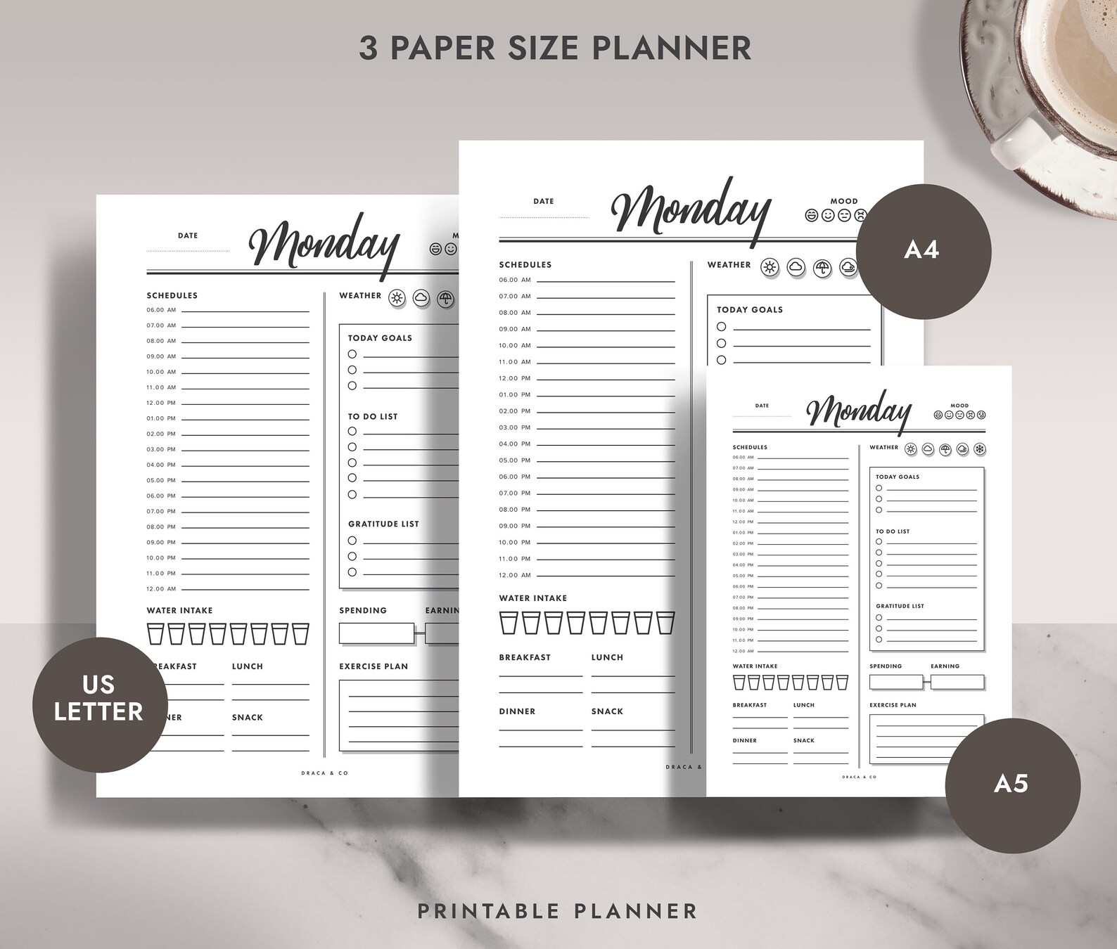 Daily Planner Printable Productivity Tracker Everyday - Etsy