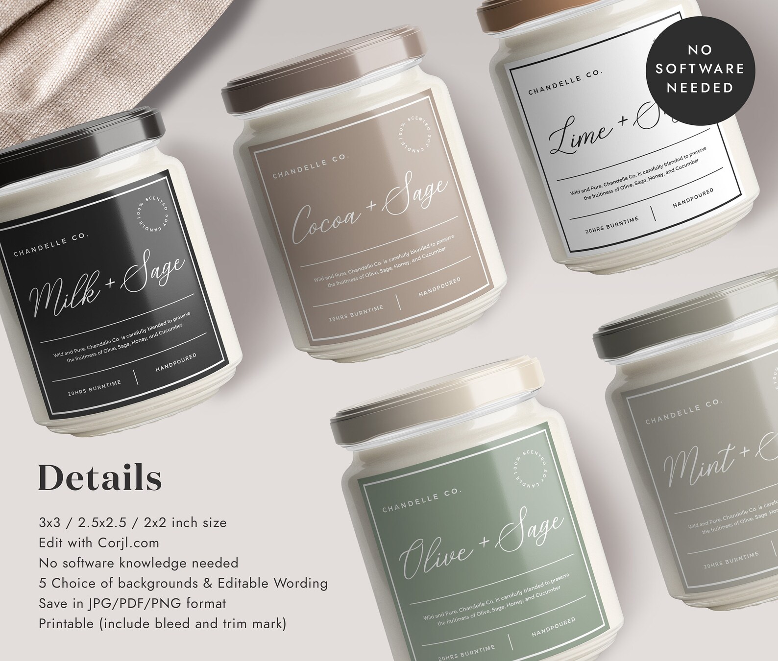 Candle Sticker Custom Product Label Design Editable Candle - Etsy Australia