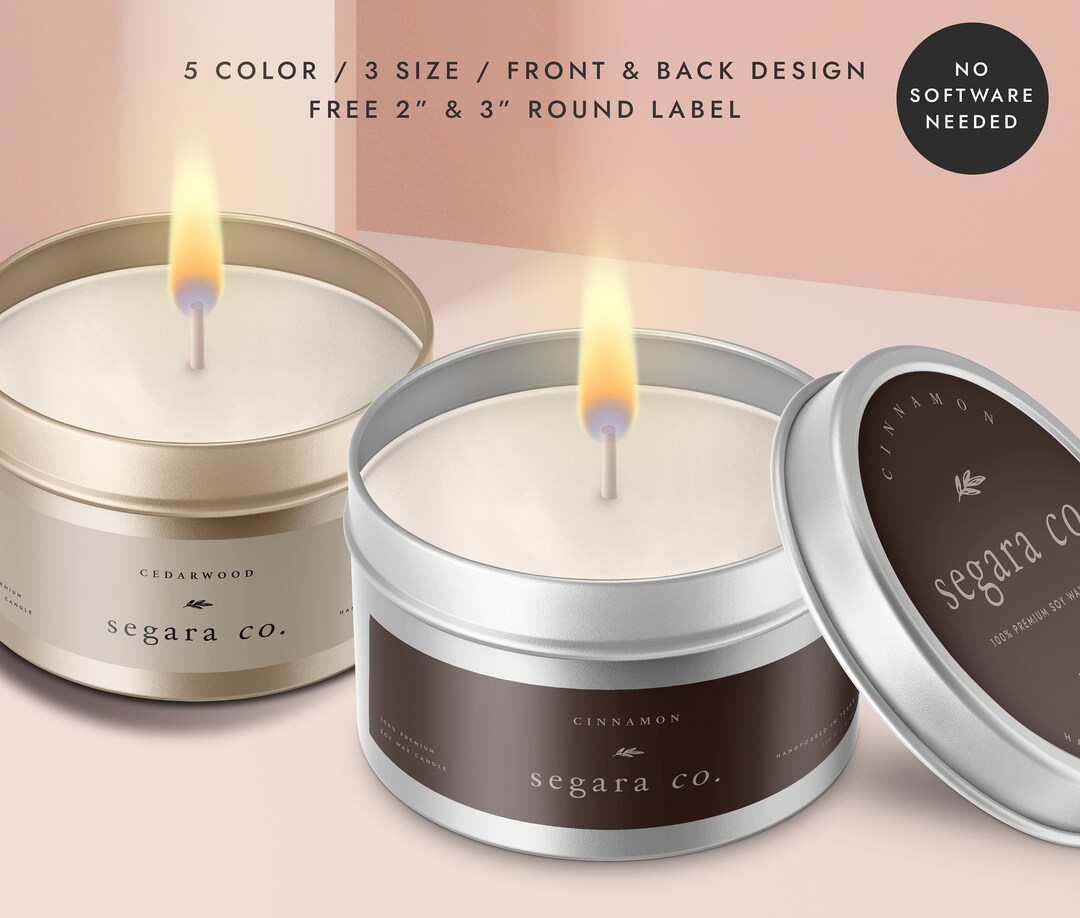Tin Candle Label Template , Custom Product Label Design, Editable ...