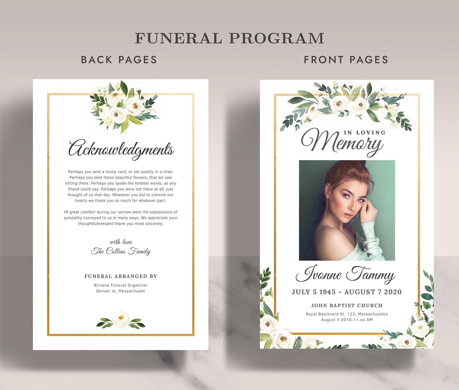 Printable Funeral Program Word Template Memorial Photoshop | Etsy