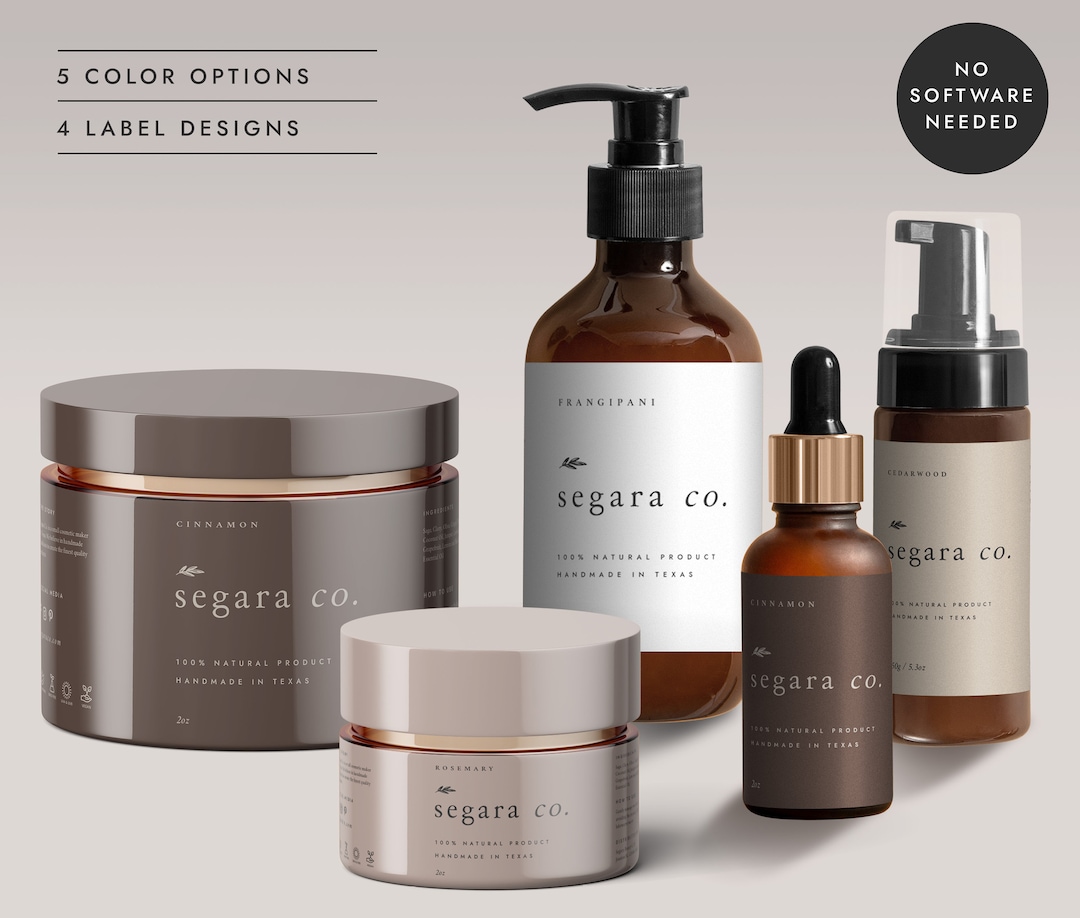 Skin Care Product Label Package Set, Dropper Bottle Label, Cleanser ...