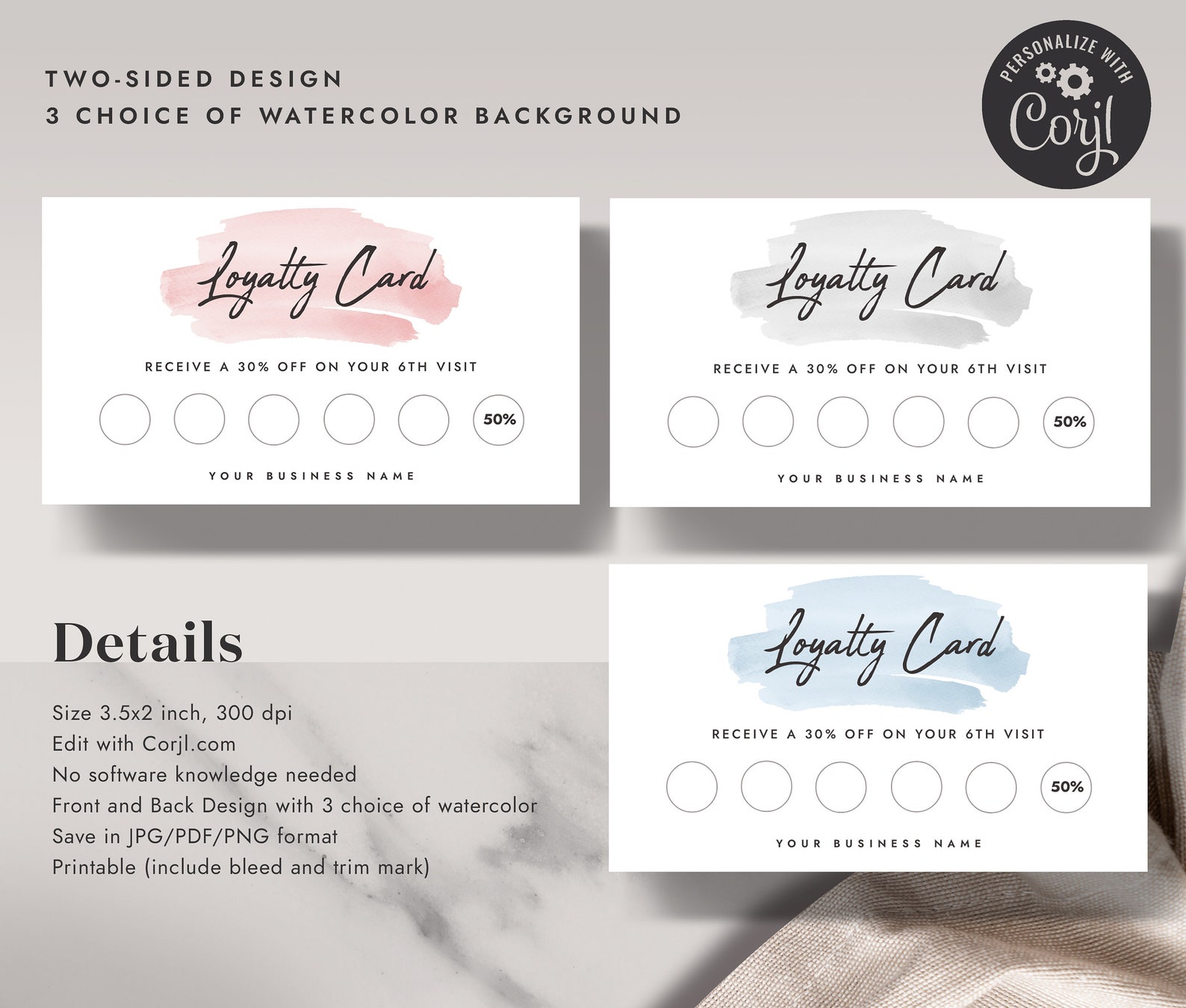 Printable Loyalty Card, Beauty Loyalty Card Template, Editable Rewards ...