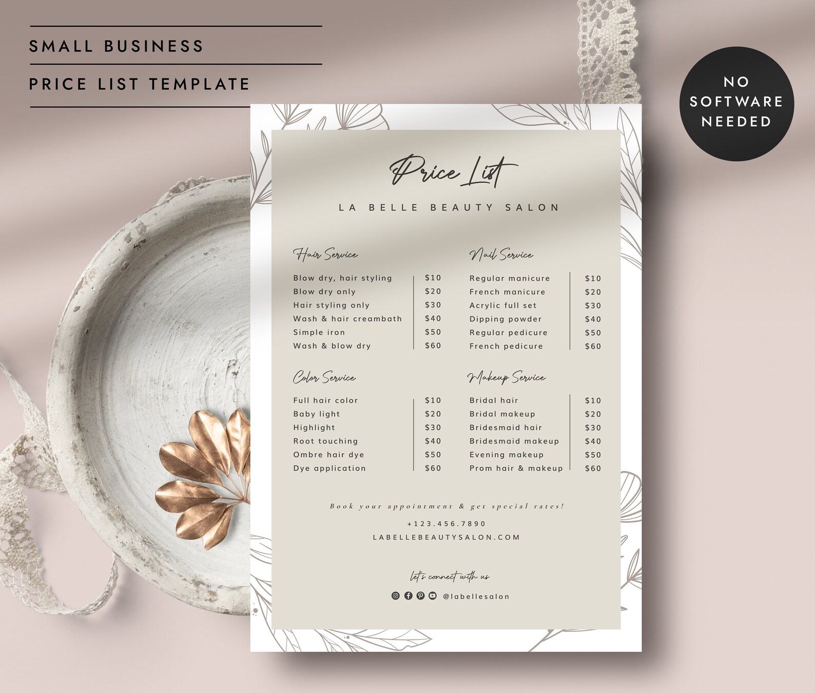 Small Business Price List Template Price List Template | Etsy