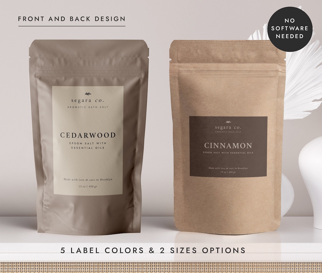 Pouch Label Template, Editable Bath Salt Label, DIY Body Product Label ...