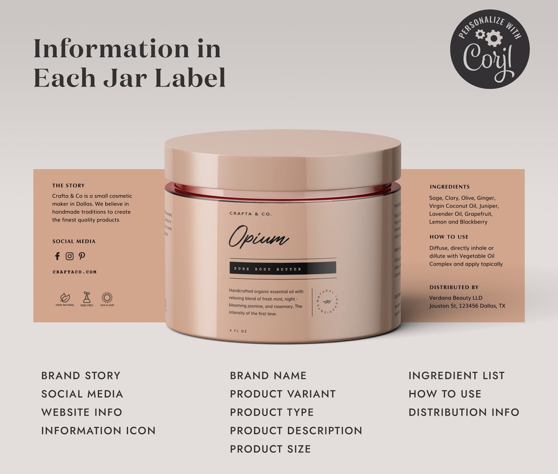 Editable Cosmetic Label Template Package Set Custom Beauty - Etsy