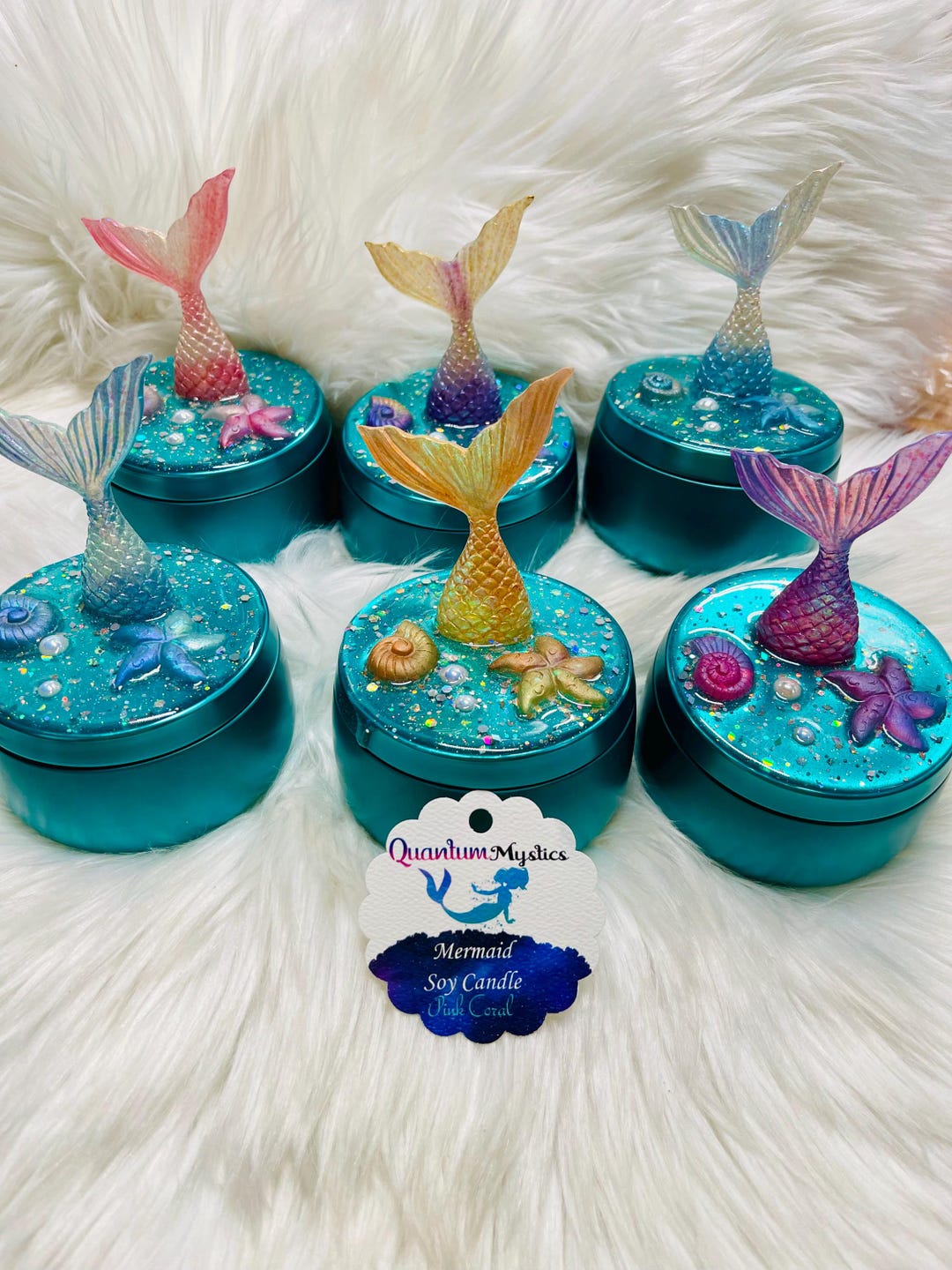 Mermaid Candles, Resin Art Work, Natural Soy Scented Candle, Mermaid ...