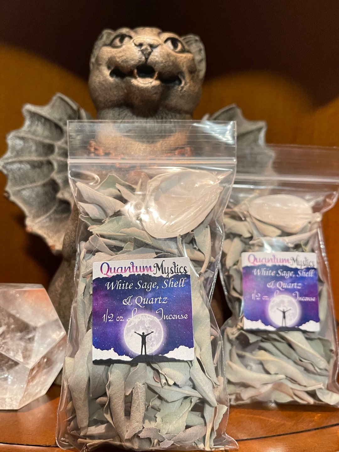 White Sage Smudge Kit~ Sea Shell With Quartz , Loose Smudge, Meditation ...