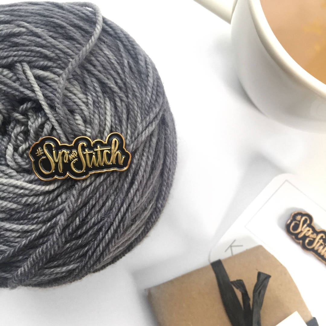 Sip and Stitch // Enamel Pin - Etsy