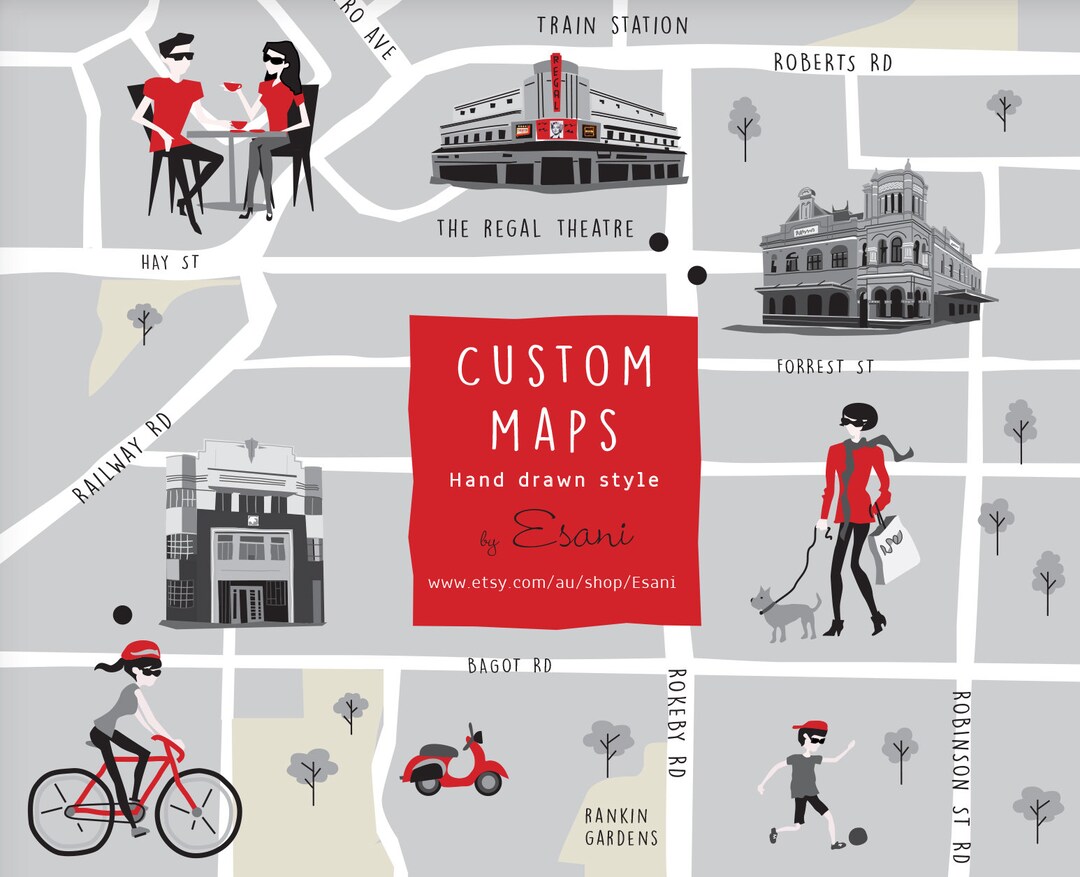 Custom Hand Drawn Maps, Wedding Map, Town Council Maps, Travel Map ...